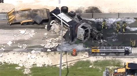 One Hurt In Fiery Rollover Crash On Turnpike In Southwest Miami Dade
