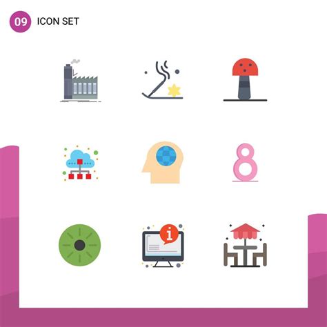 Móvil Interfaz Plano Color Conjunto De 9 9 Pictogramas De Cara Datos
