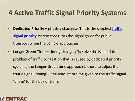 Ppt 4 Major Active Traffic Signal Priority Systems Powerpoint Presentation Id 11706225