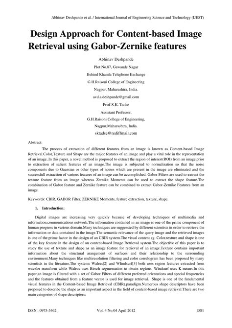 Pdf Design Approach For Content Based Image Retrieval Using Gabor