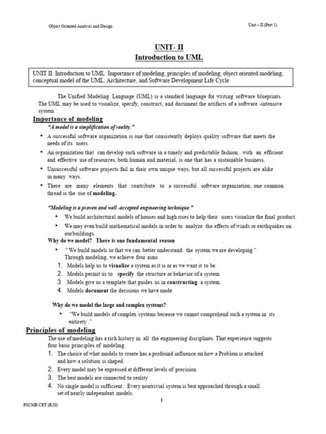 Ooad Unit 2 Part 1 Introductio To Uml Pdf Unified Modeling