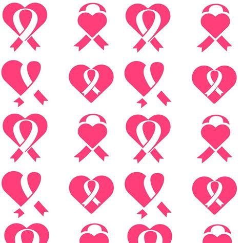 Pink Ribbon Hearts Fabric