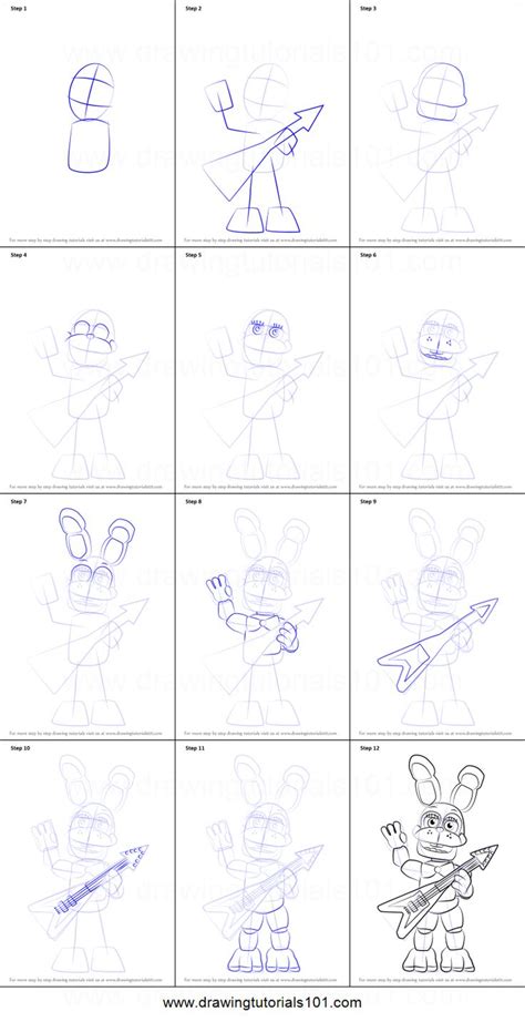 How To Draw Toy Bonnie From Five Nights At Freddys Printable Step By