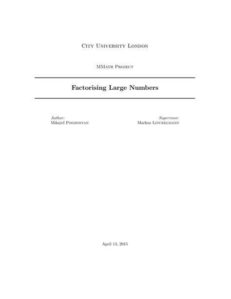 Pdf Factorising Large Numbers
