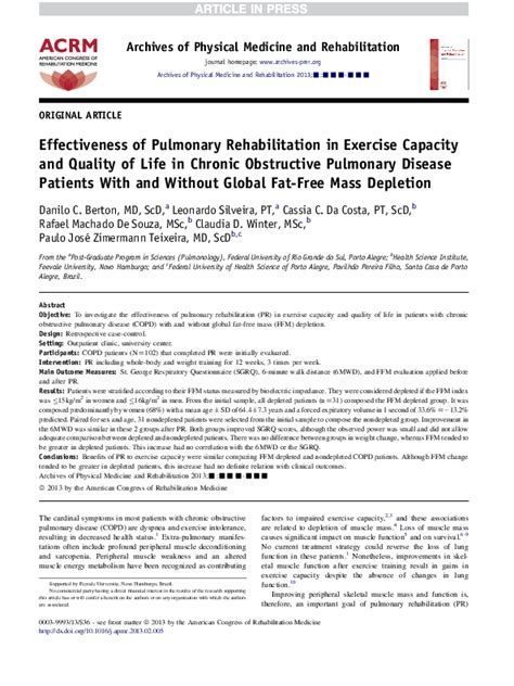 Pdf Outcome Of Pulmonary Rehabilitation In Patients With Copd Comparison Between Patients