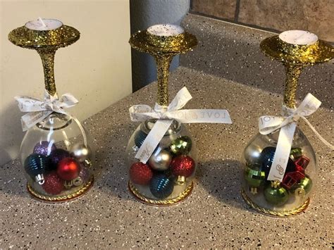 Decorativehandmadepersonalized Wine Glass Candle Holders Set Of 3
