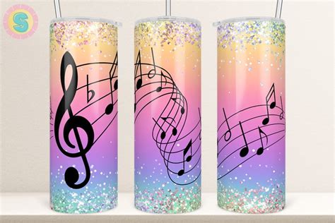 Pastel Music Notes 20oz Tumbler Sublimation Wrap
