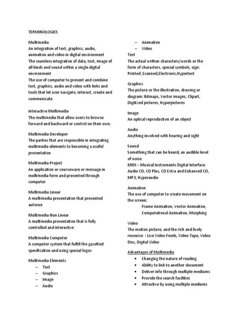 Terminologies Pdf Multimedia Menu Computing