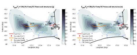 Spatial Distribution Of Spectral Accelerations Left And Displacements
