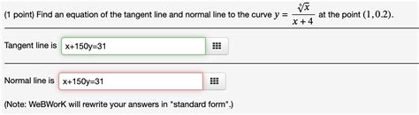 Solved Point Find An Equation Of The Tangent Line And Chegg