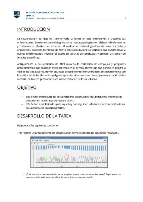 Bmc Tema18 Actividad 1 Resultados Secuenciación Adn BiologÍa