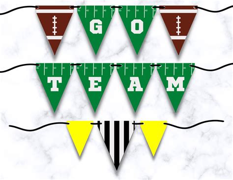 Printable Football Banner Pennant Flags Football Party Decor