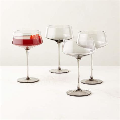 Muse Modern Smoked Coupe Cocktail Glass Set Of 4 Reviews Cb2