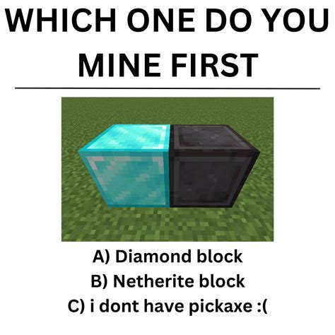 Which One Do You Mine First Rminecraftmemes