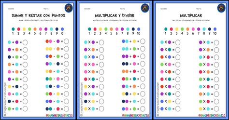 Fichas De Operaciones BÁsicas Con CÓdigos De Color Imagenes Educativas