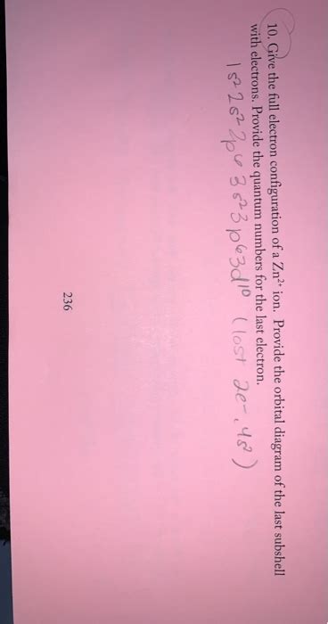 Solved 10 Give The Full Electron Configuration Of A Zn2