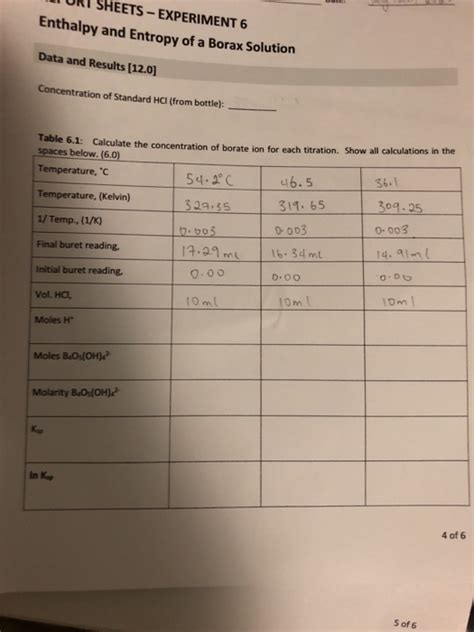 Solved CHEM 1103 Summer 2020 Experiment 6 EXPERIMENT 6 Chegg