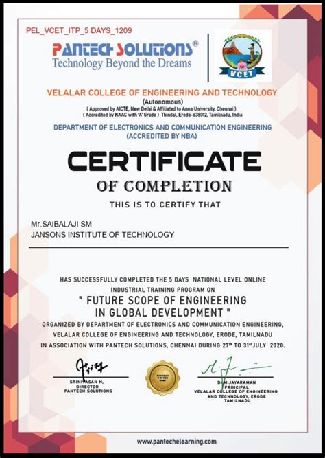 Velalarcollegeofengineeringandtechnology Pantechelearning Saibalaji Sm