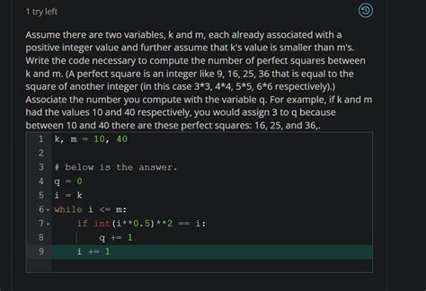 solved 1 try left 3 assume there are two variables k and m
