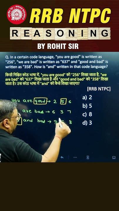 🔥coding Decoding Reasoning By Rohit Sir Shorts Ssc Rrbntpc Ntpc