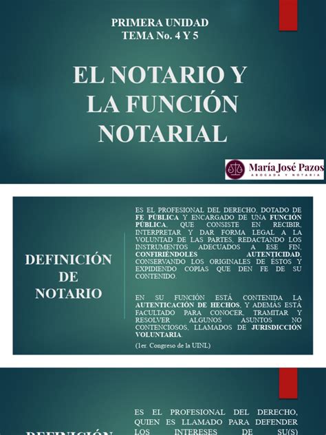 Primera Unidad Tema 4 Y 5 El Notario Y La Funcion Notarial Pdf Ley