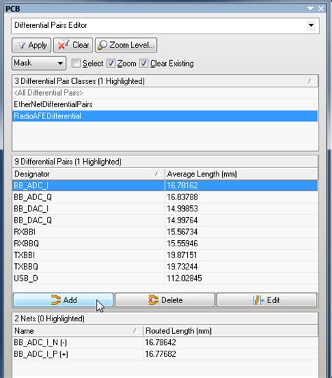 Altium PCB Designer PCB Differential Pairs