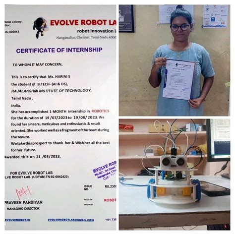 Harini Sivakumar On Linkedin Internship Robotics Engineering