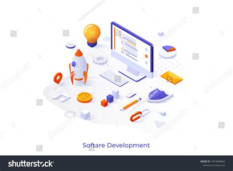 Conceptual Template Computer Surrounded By Spaceship Stock Vector