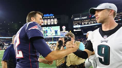 Tom Brady Nick Foles Finally Connect After Missed Super Bowl Hands