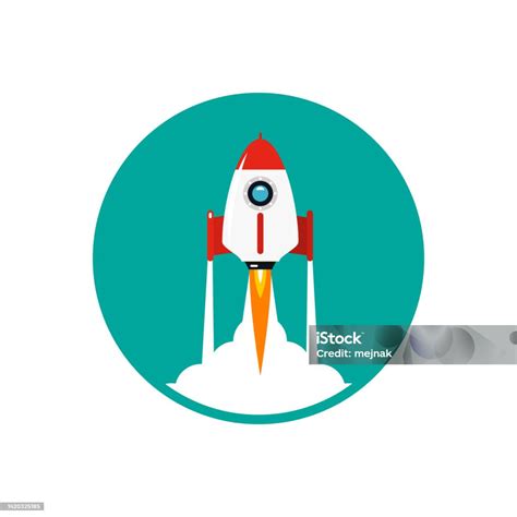 Rocket Launch Vector Icon In Circle Isolated On White Background Stock Illustration Download
