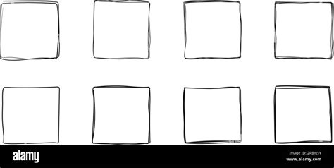 Squares Vector Set In Sketch Style Frames Line In Hand Drawn Style