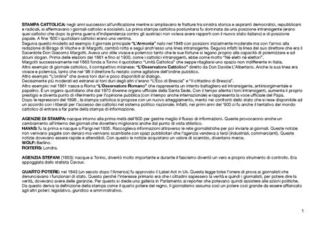 Storia Del Giornalismo Docsity