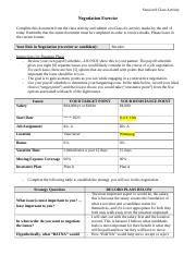 Negotiation Exercise Strategy Planning And Execution Course Hero