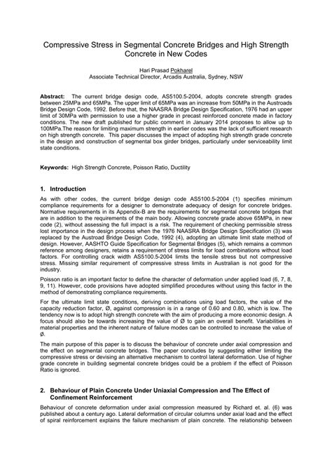 Pdf Compressive Stress In Segmental Concrete Bridges And High Strength Concrete In New Codes
