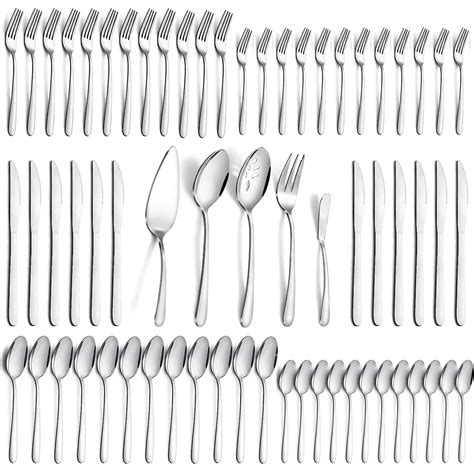 Mirdinner 65 Pcs Flatware Pieces Stainless Steel Silverware Set With