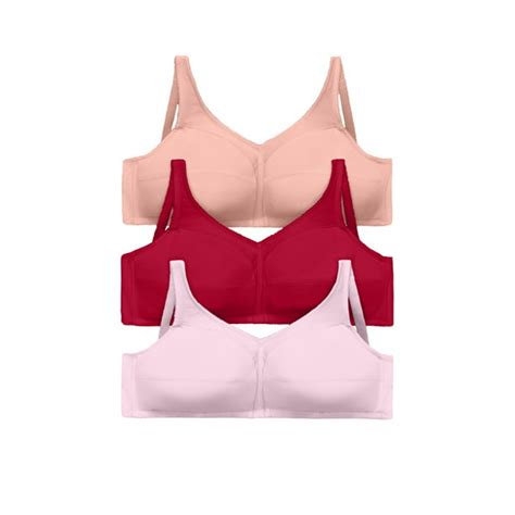 Comfort Choice Womens Plus Size 3 Pack Front Close Cotton Wireless Bra