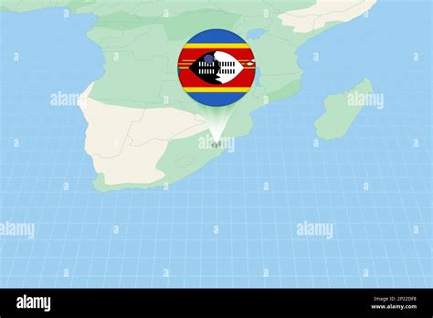 Map Illustration Of Swaziland With The Flag Cartographic Illustration
