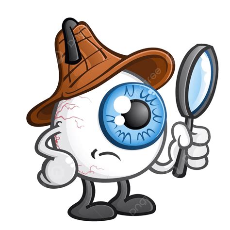Cartoon Detective With Magnifying Glass Detective Illustration Secret