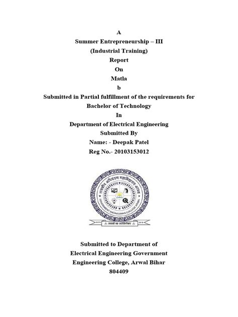 Deepak Intern Ship Pdf Matlab Computer Programming