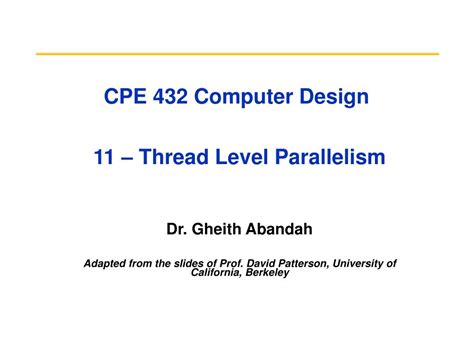 Ppt Cpe 432 Computer Design 11 Thread Level Parallelism Powerpoint