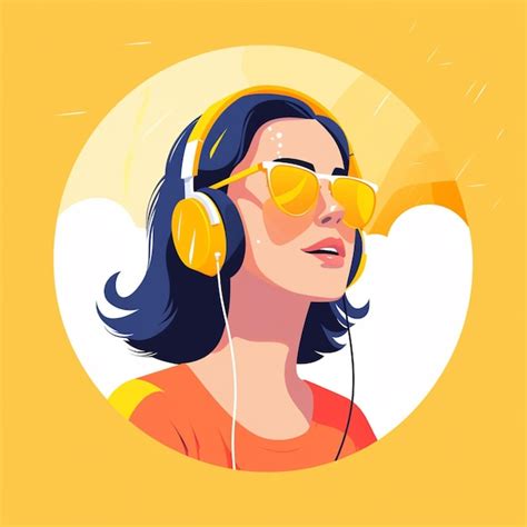 Premium Ai Image Illustration Of A Woman Wearing Headphones And