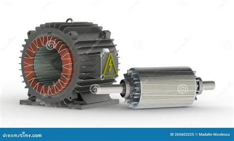 Stator Housing And Rotor For Motor 3d Illustration White Background