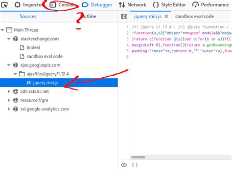 Javascript How Do I Access The Sources From Browser Console Stack Overflow