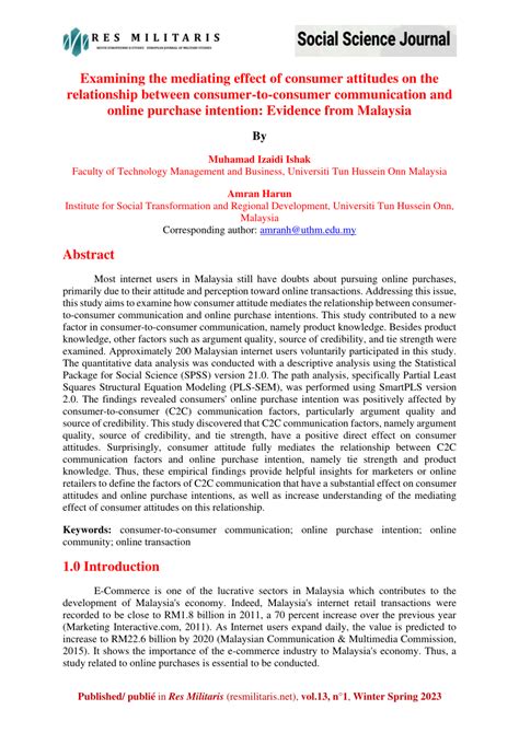 Pdf Examining The Mediating Effect Of Consumer Attitudes On The Relationship Between Consumer