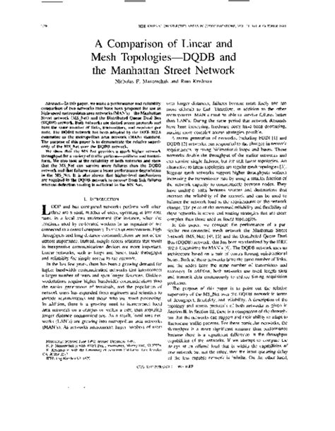 pdf a comparison of linear and mesh topologies dqdb and the