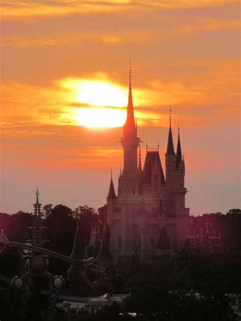 Sunset Over Cinderella S Castle Walt Disney World View From Bay Lake Tower Disney Magic