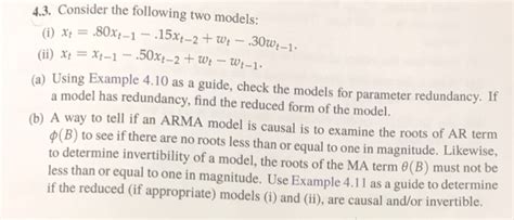 Solved 43 Consider The Following Two Models I X1
