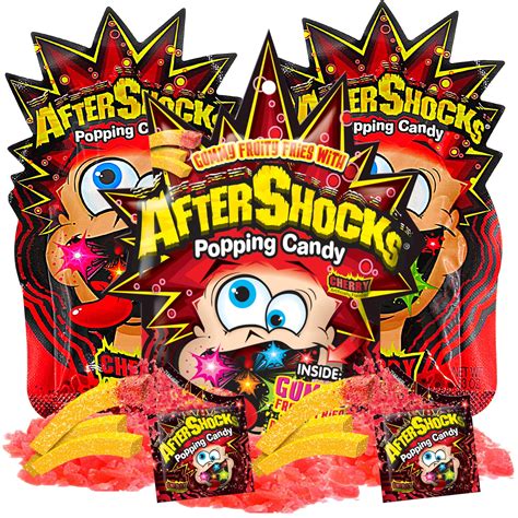 Extreme Sour Cherry Popping Candy Rocks And Fruity Gummy Fries Fizzy