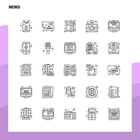 Set Of News Line Icon Set 25 Icons Vector Minimalism Style Design Black Icons Set Linear