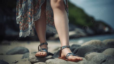 ビーチでサンダルを履いた女性 サンダルで美脚 Hd写真撮影写真 ジョイント背景壁紙画像素材無料ダウンロード Pngtree